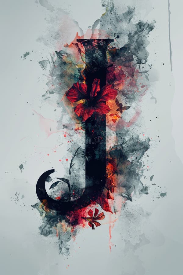 Decorative Letter J with Floral Elements. Perfect for Design Projects ...