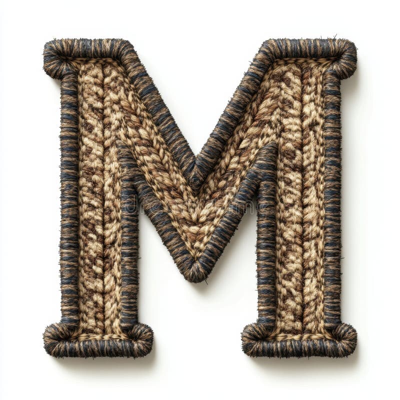 A Decorative Letter "M" Made from Woven Materials in Earthy Tones Stock ...
