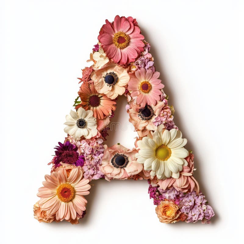 A Decorative Letter "a" Made of Various Colorful Flowers Stock ...