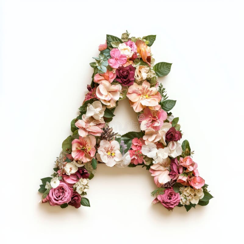 A Decorative Letter a Made of Various Colorful Flowers Arranged ...