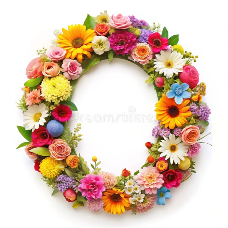 Letter O with Colorful Flowers Isolated on White Stock Illustration ...