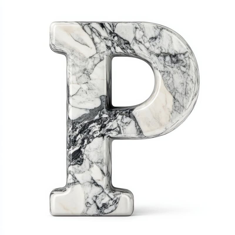 A Decorative Letter "P" Made of Marble with a Glossy Finish Stock ...