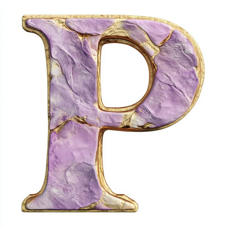 A Decorative Letter "P" in Purple and Gold, Showcasing Artistic Design ...