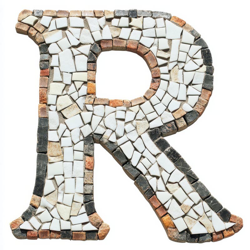 A Decorative Letter "R" Made from Various Colored Mosaic Tiles Stock ...