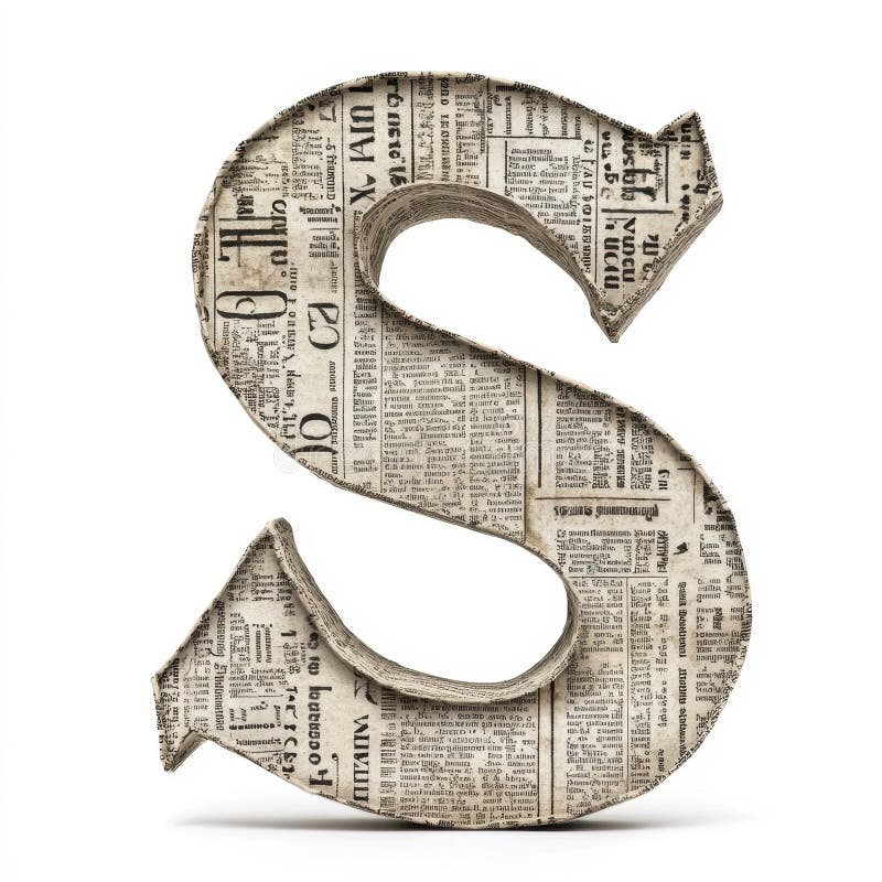 A Decorative Letter "S" Made of Newspaper Clippings, Showcasing Vintage ...