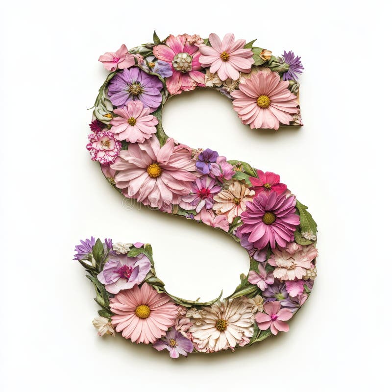 A Decorative Letter S Made of Various Colorful Flowers Stock ...