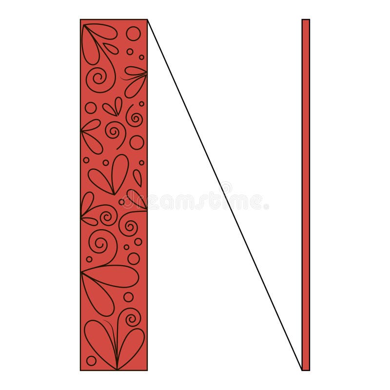 Decorative Letter Shape. Font Type N Stock Vector - Illustration of ...