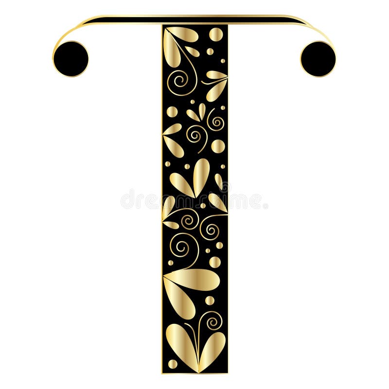Decorative Letter Shape. Font Type T Stock Vector - Illustration of ...