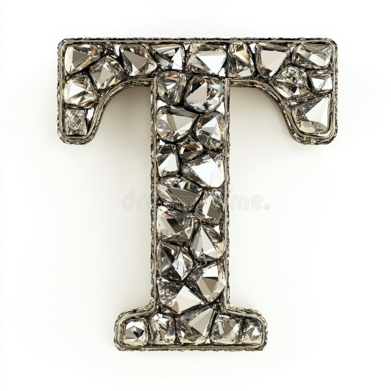 A Decorative Letter T Embellished with Shiny, Faceted Gems Stock ...