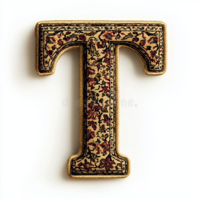 A Decorative Letter "T" with a Floral Pattern on a Textured Background ...