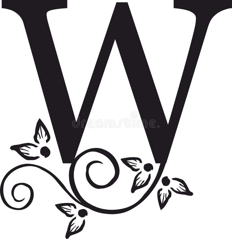 Decorative letter W stock vector. Illustration of icon - 194861603