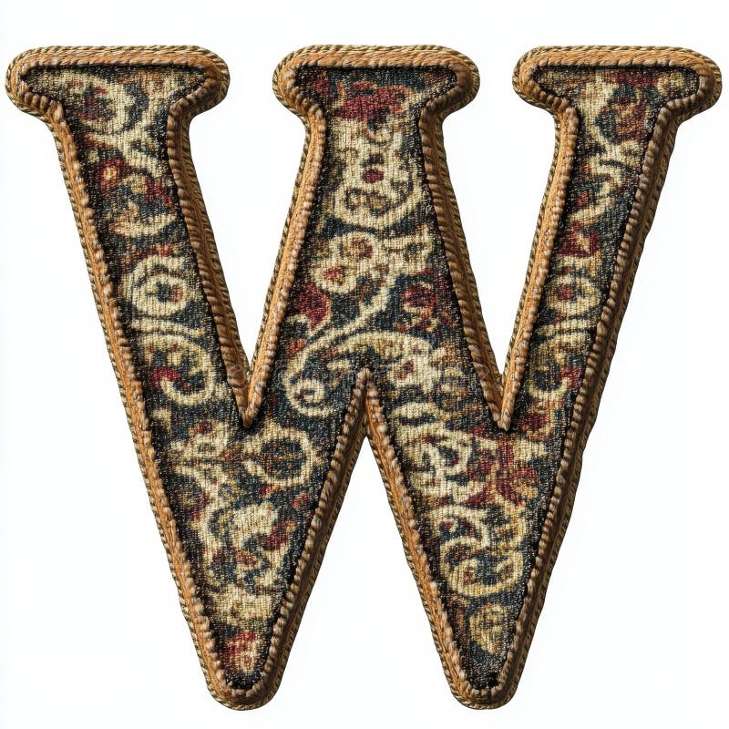 A Decorative Letter "W" Featuring an Ornate Floral Pattern and a ...