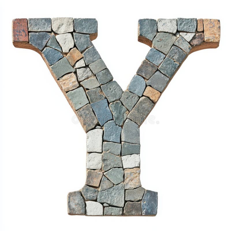 A Decorative Letter "Y" Made of Various Colored Stones, Showcasing a ...