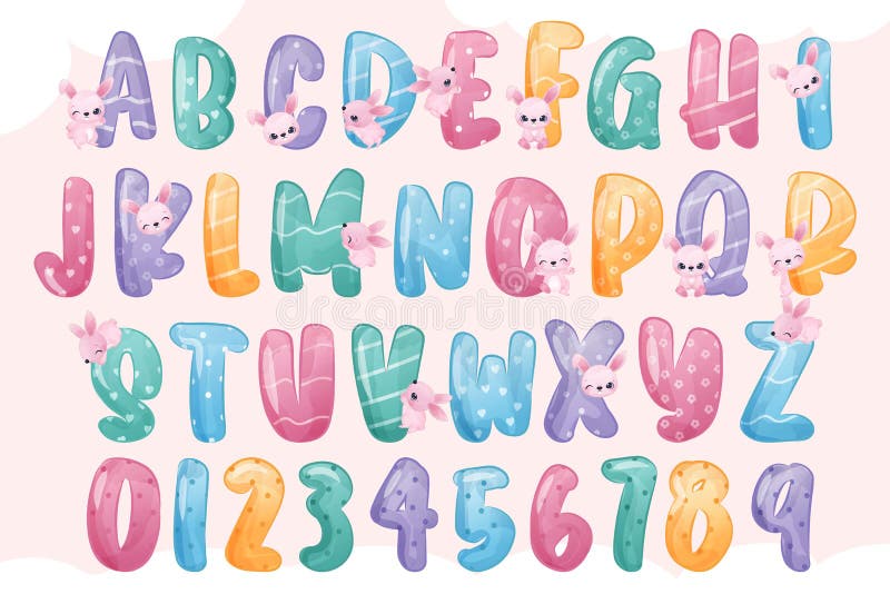 Easter Bunny Decorative Letters Stock Illustration - Illustration of ...