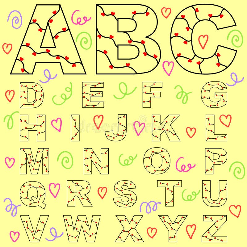 Decorative Letters with Hearts Stock Vector - Illustration of ...