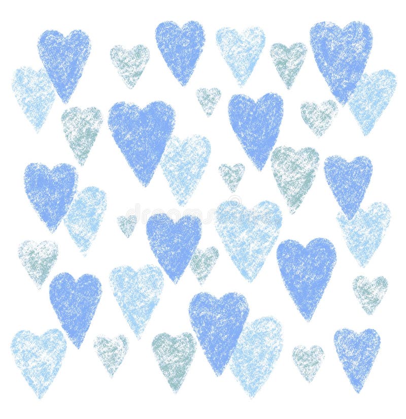 Decorative Light Blue Hearts on White Background. Stock Illustration ...