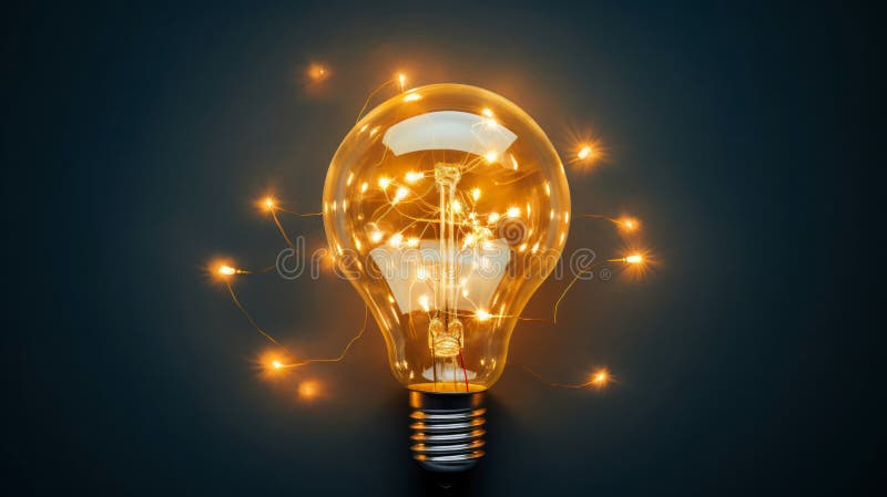 Decorative Light Bulb with Drip LEDs on Dark Background. Light in the ...