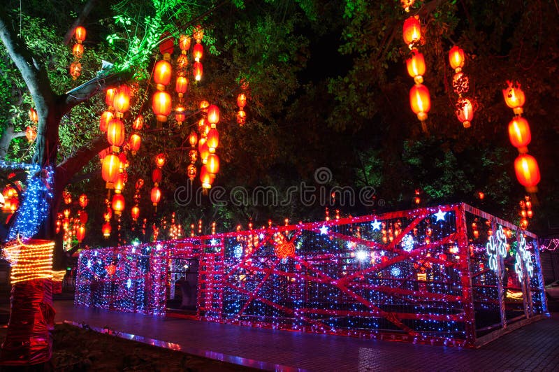 Decorative Lighting on Street Stock Photo - Image of design, illuminate ...