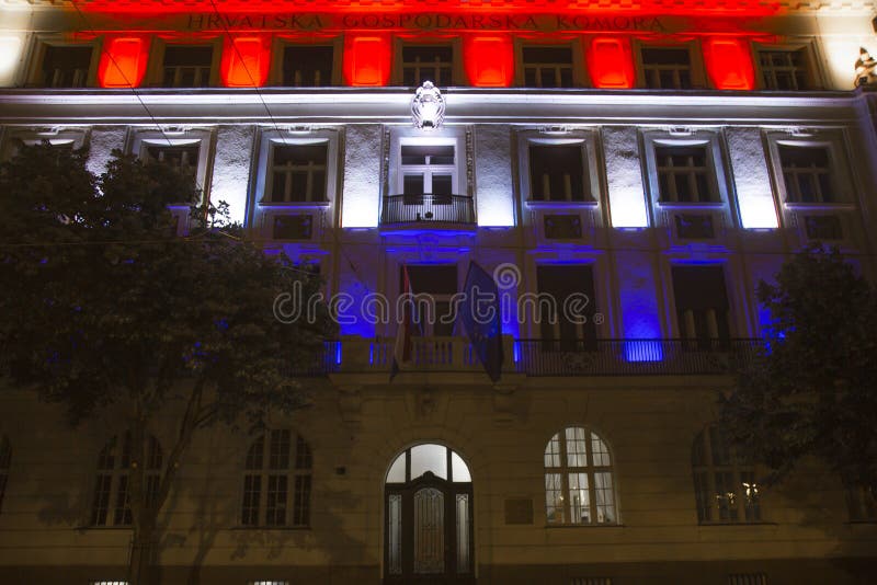 Decorative Lights on the Building Stock Image - Image of style, blue ...