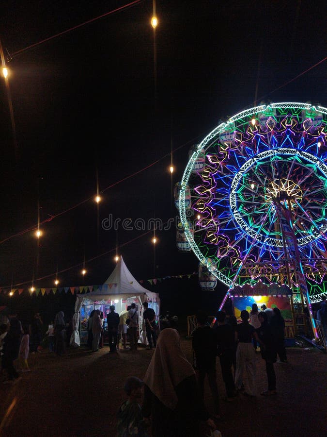 Decorative Lights at Night in a Night Market Event Stock Image - Image ...