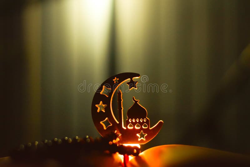 Decorative Lights in the Shape of a Mosque at Night Stock Image - Image ...