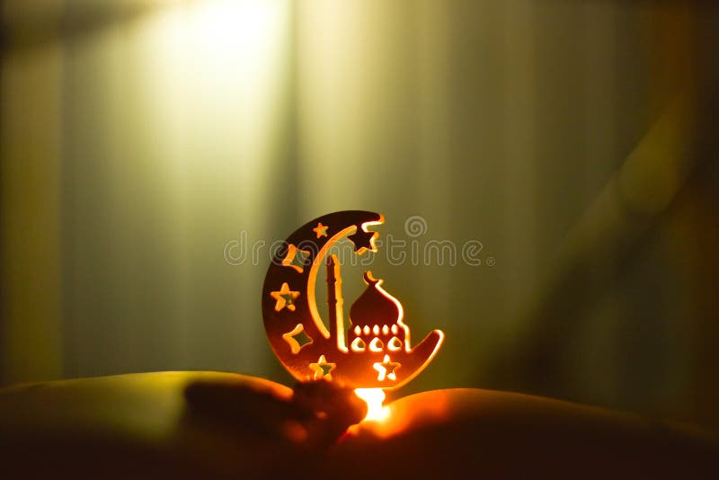 Decorative Lights in the Shape of a Mosque at Night Stock Image - Image ...