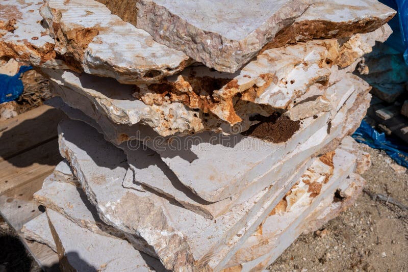 Decorative Limestone Slabs at Gardens Store Stock Photo - Image of ...