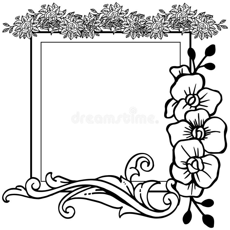 Decorative of Line Art Frames, Elegant Floral Frame. Vector Stock ...
