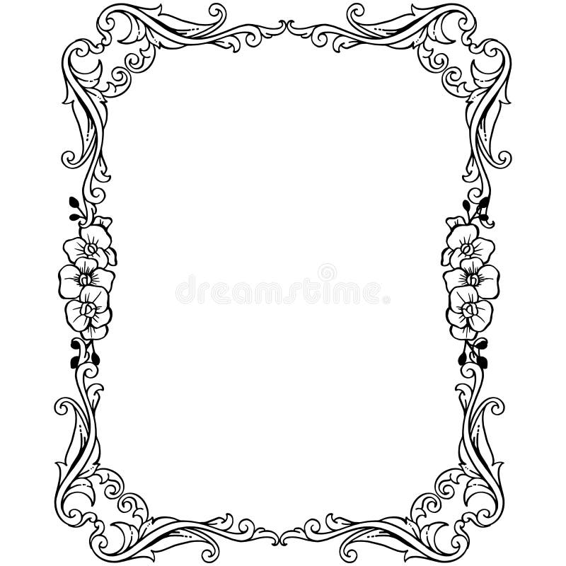 Decorative of Line Art Frames, Elegant Floral Frame. Vector Stock ...