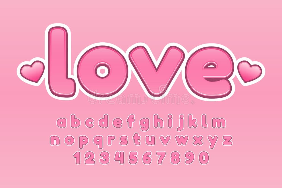 Decorative Love Font and Alphabet Vector Stock Vector - Illustration of ...