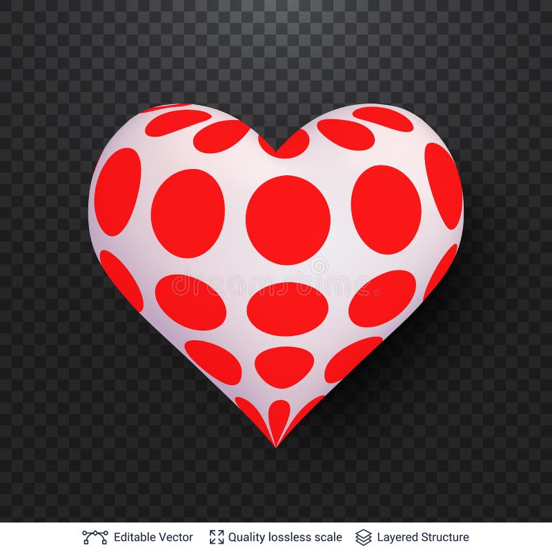 3D Heart with Pattern of Red Dots. Stock Vector - Illustration of ...
