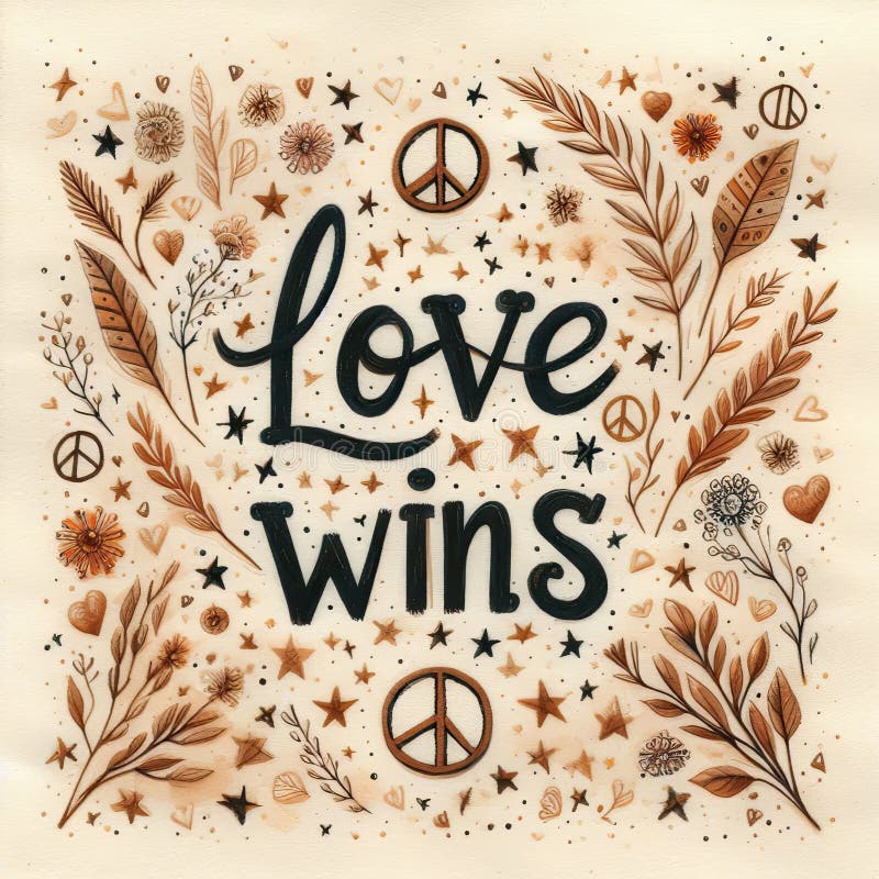 Decorative Love Wins Quote with Details Stock Illustration ...