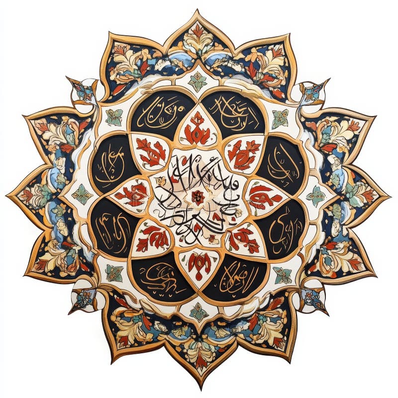 A Decorative Mandala Featuring Intricate Floral Patterns and Arabic ...