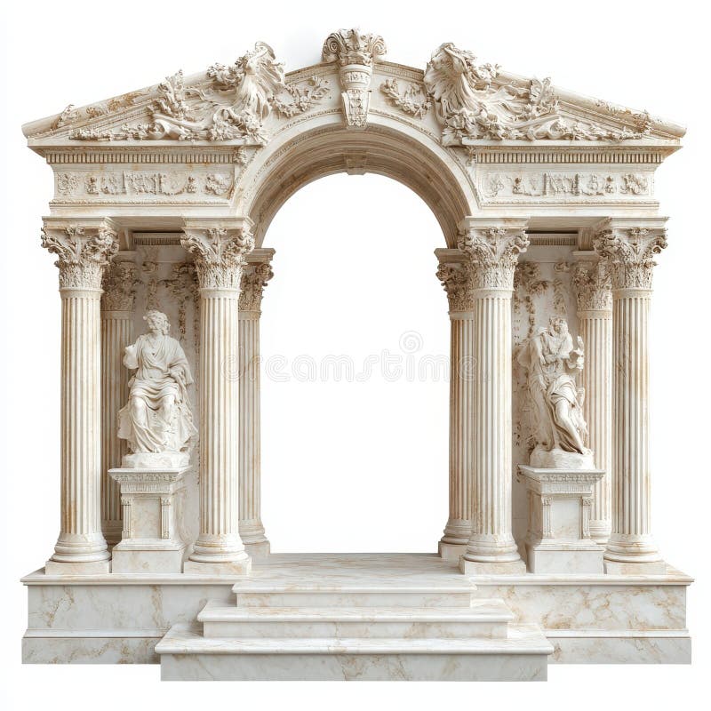 A Decorative Marble Arch with Sculptures, Serving As an Architectural ...