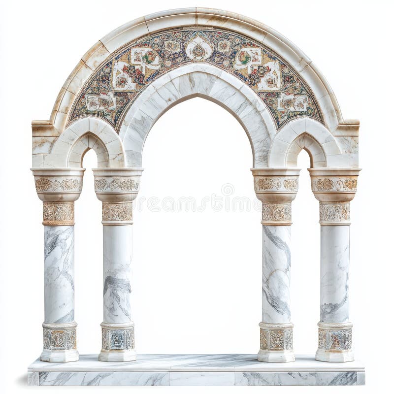 A Decorative Marble Archway with Intricate Designs and Columns ...