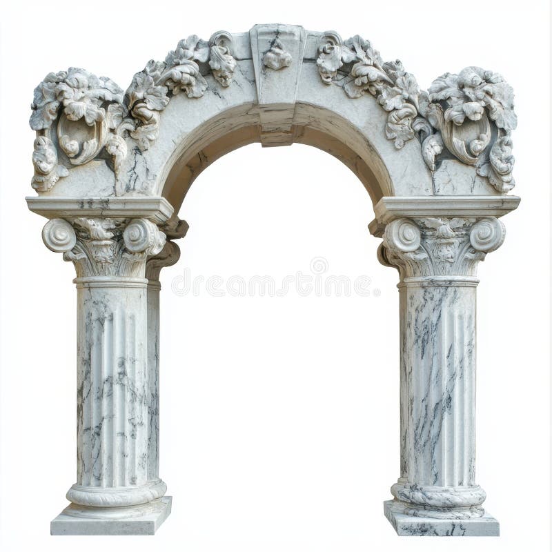 A Decorative Marble Archway with Ornate Floral Designs and Classical ...