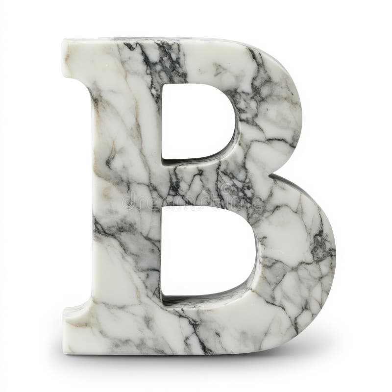 A Decorative Marble Letter B Showcasing Elegant Black and White Veining ...