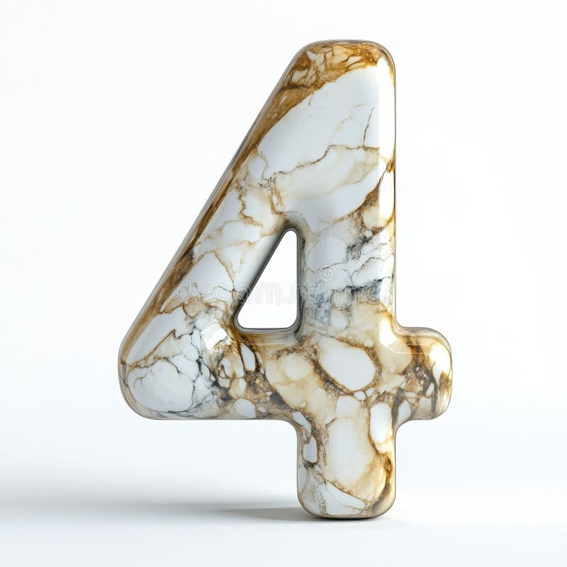 A Decorative Marble Number Four with a Glossy Finish Stock Illustration ...