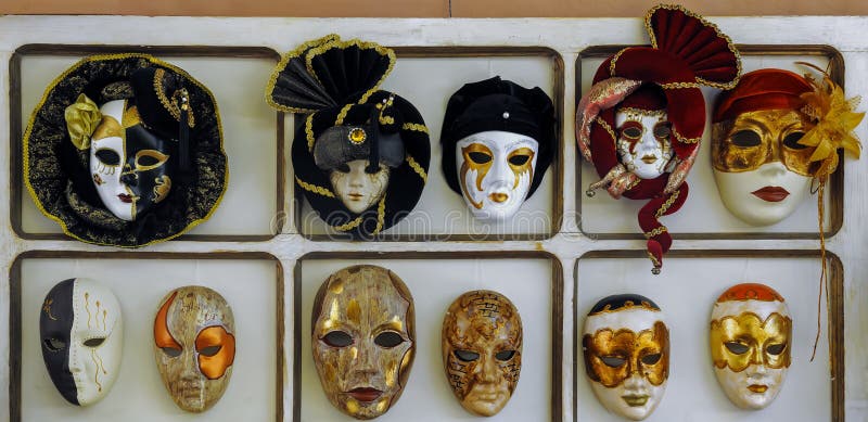 Decorative Masks on Old Board Stock Photo - Image of face, character ...