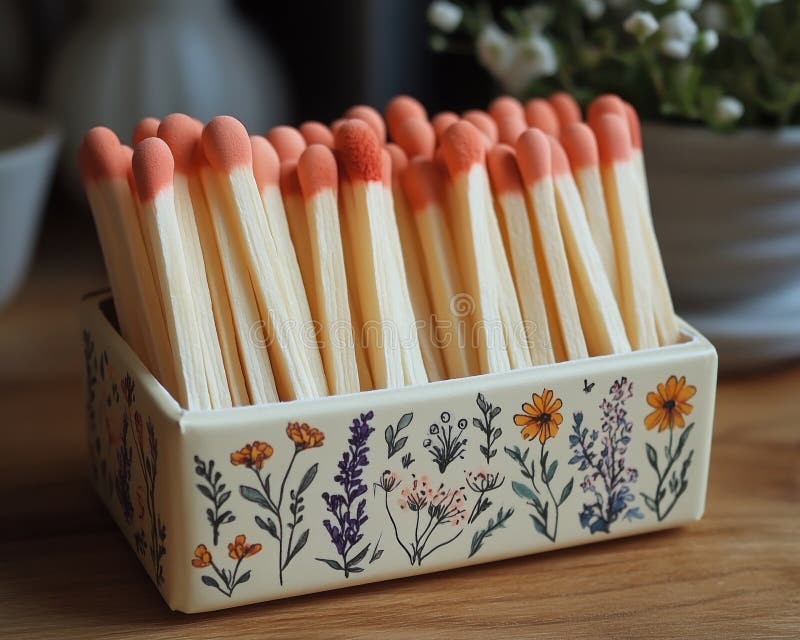 Matches in Floral Container Stock Illustration - Illustration of floral ...