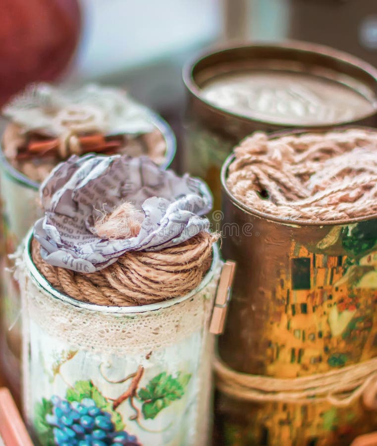 Decorative Metal Cans for the Interior, Tea, Design Stock Photo - Image ...