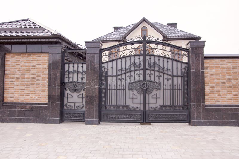 Decorative metal gates stock photo. Image of wealth, buildings - 69632572
