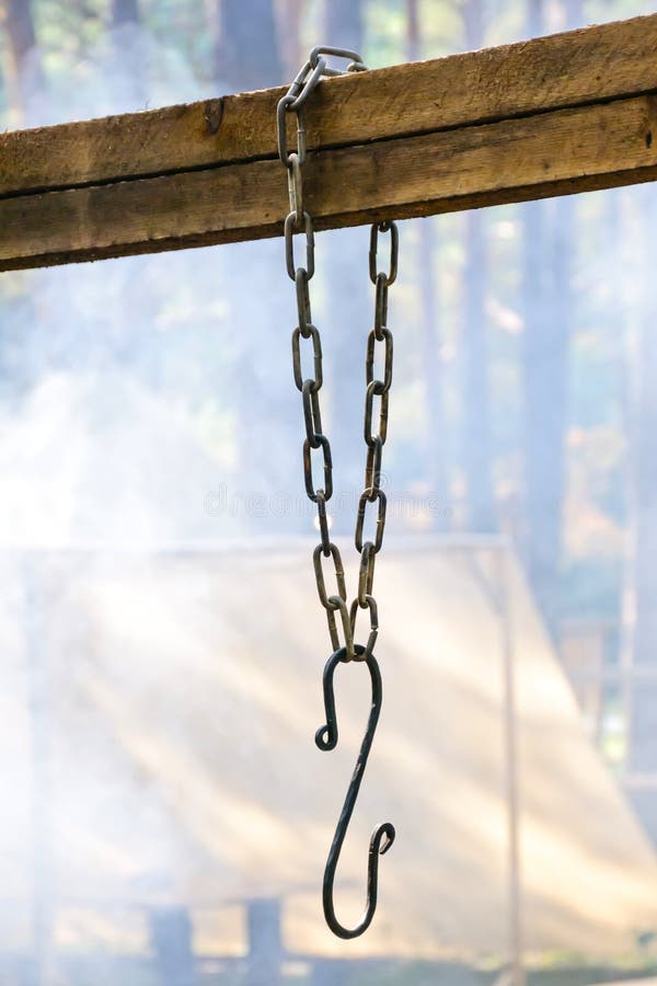 Decorative Metal Hook on Metal Chain Stock Photo - Image of wood, iron ...