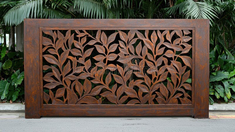 A Decorative Metal Panel with a Leaf Design. Stock Illustration ...