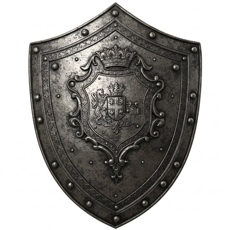 Decorative Metal Shield with Ornament, Isolated on a White Stock ...