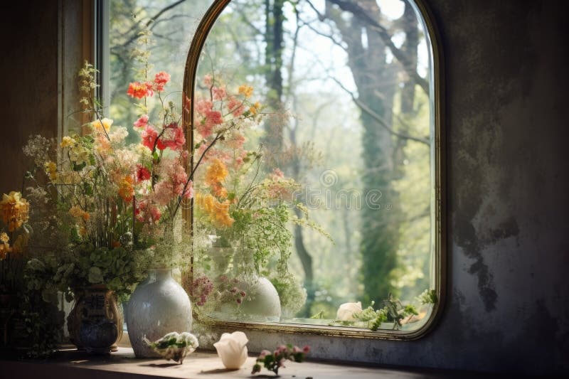 A Decorative Mirror Reflecting Natural Light Stock Illustration ...