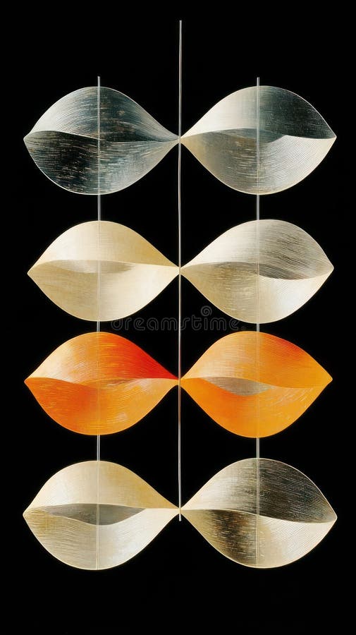 A Decorative Mobile Featuring Layered, Curved Shapes in Various Colors ...