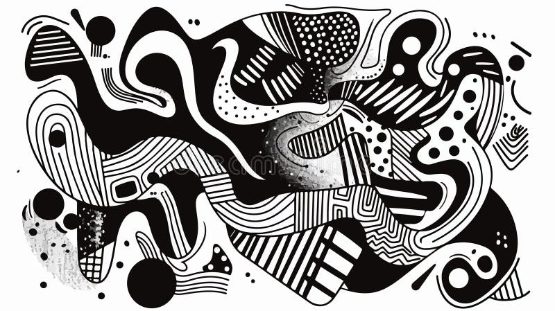 A Decorative Modern Abstract Doodle with Line Shapes, Featuring Dynamic ...