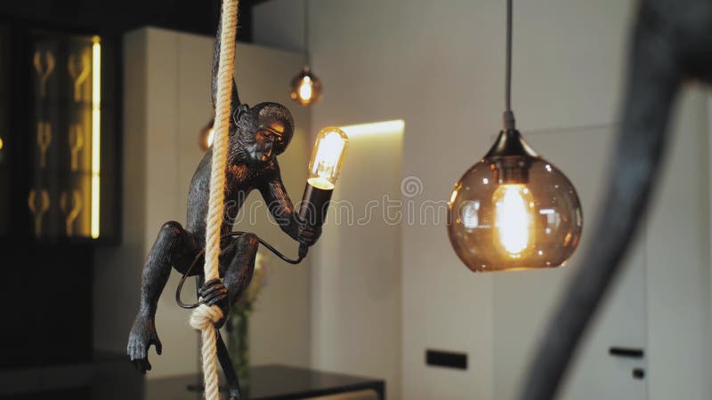 Decorative Modern Design Monkey Style Lamps Lights Turned on Hang from ...