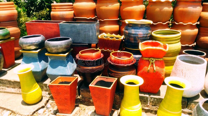 Decorative and Modern Pottery Stock Image - Image of home, exposed ...